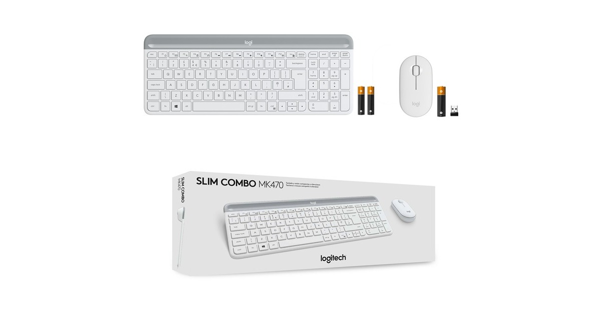 Logitech MK470 Slim Wireless Keyboard and Mouse Combo , desktopset Wit ...