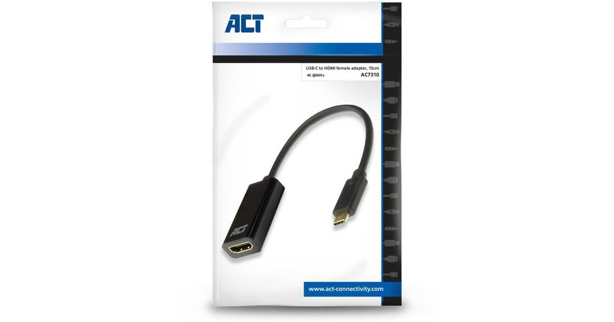 ACT Connectivity USB-C naar HDMI female adapter Zwart