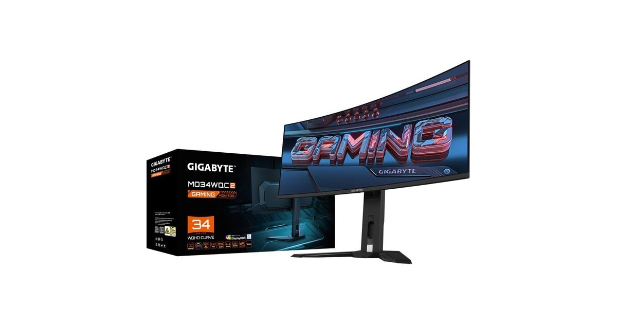 GIGABYTE MO34WQC2 OLED 34" Curved gaming monitor 2x HDMI, DisplayPort ...