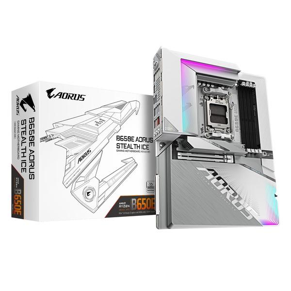 GIGABYTE B650E AORUS STEALTH ICE socket AM5 moederbord Wit/zilver, RAID ...